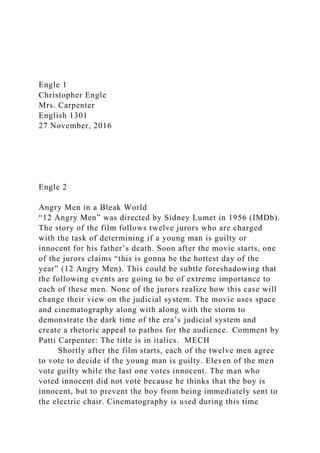 Engle 1Christopher EngleMrs. CarpenterEnglish 130127 N.docx