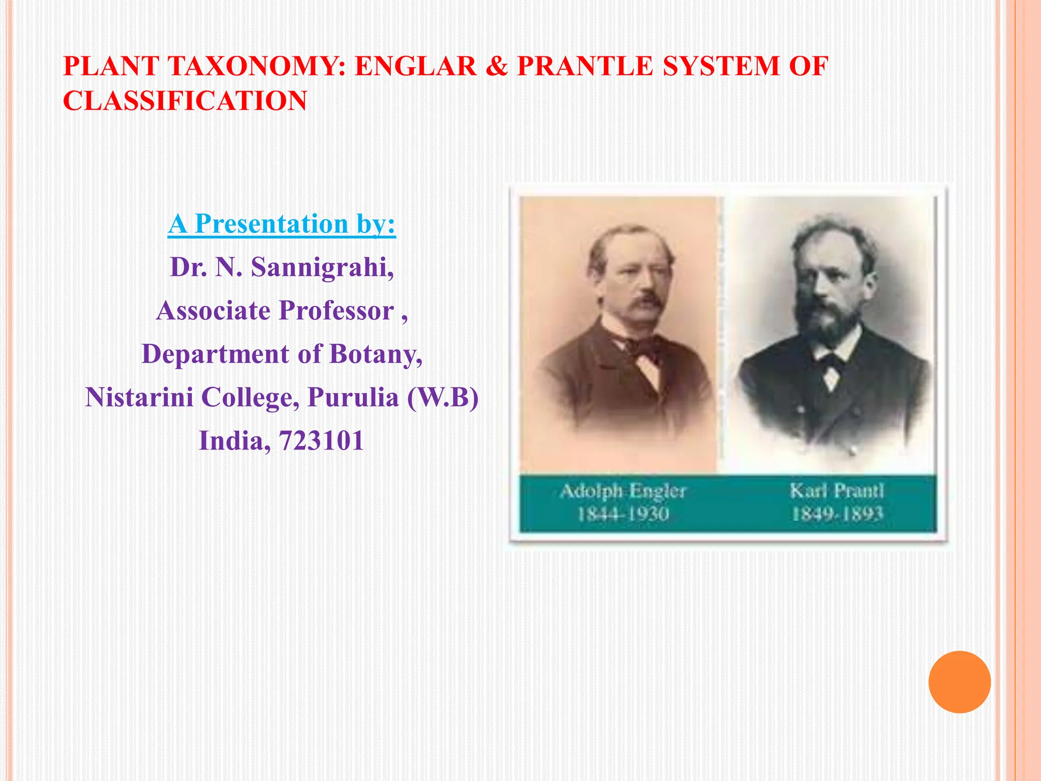 Engler and Prantl system of classification in plant taxonomy | PDF