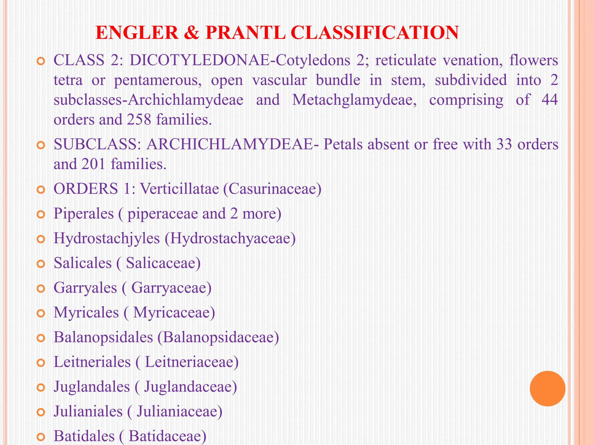 Engler and Prantl system of classification in plant taxonomy | PDF