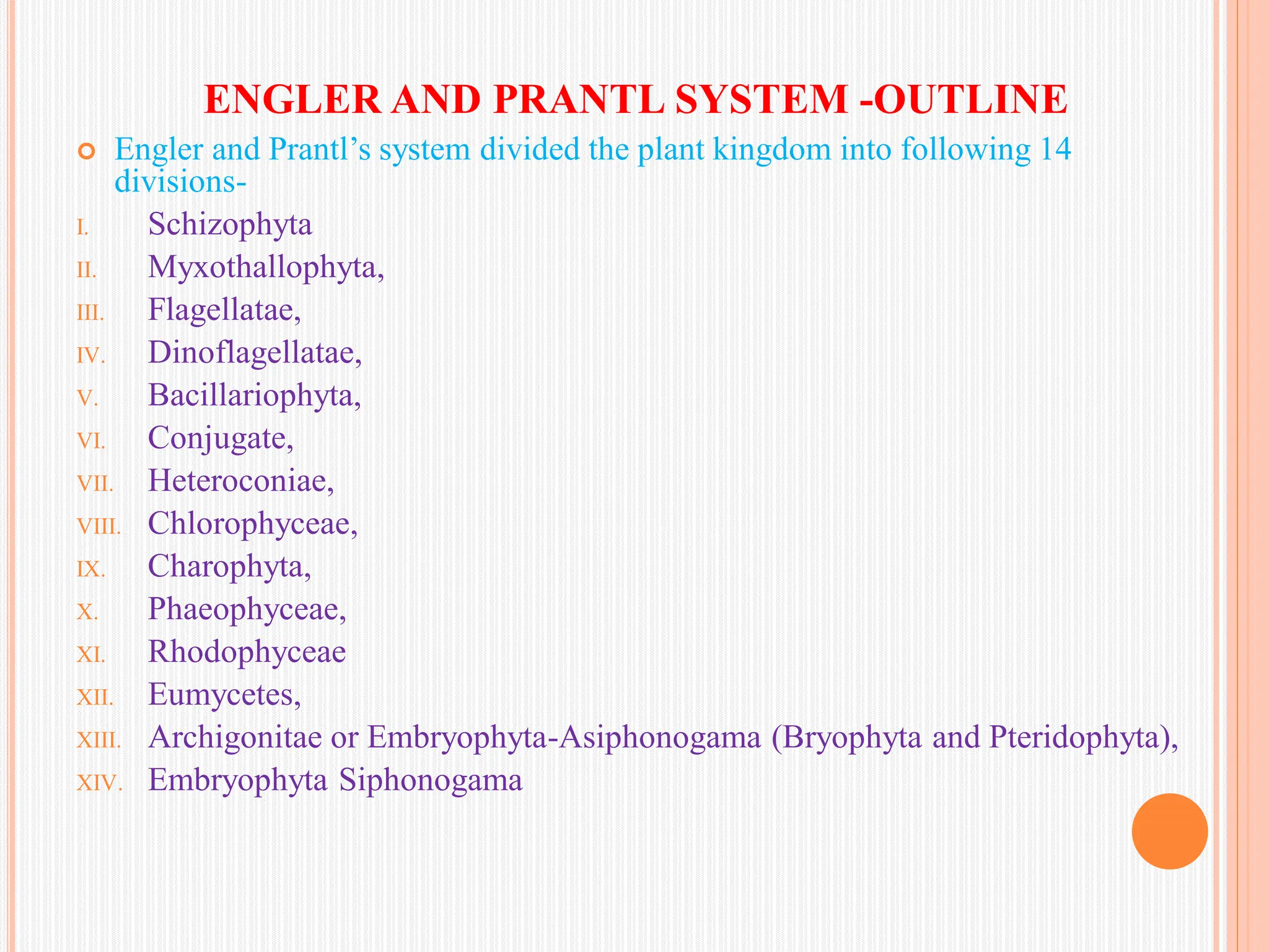Engler and Prantl system of classification in plant taxonomy | PDF