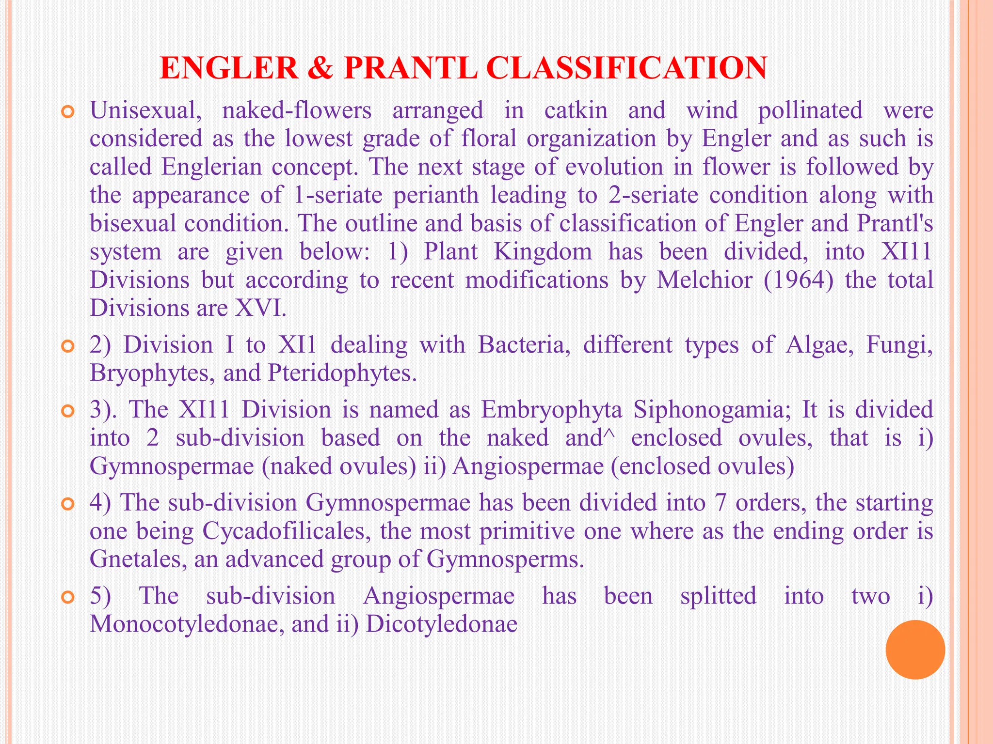 Engler and Prantl system of classification in plant taxonomy | PDF