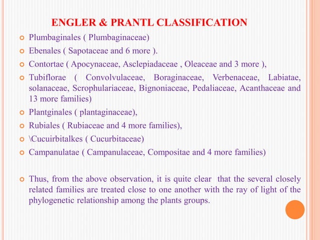 Engler and Prantl system of classification in plant taxonomy | PDF