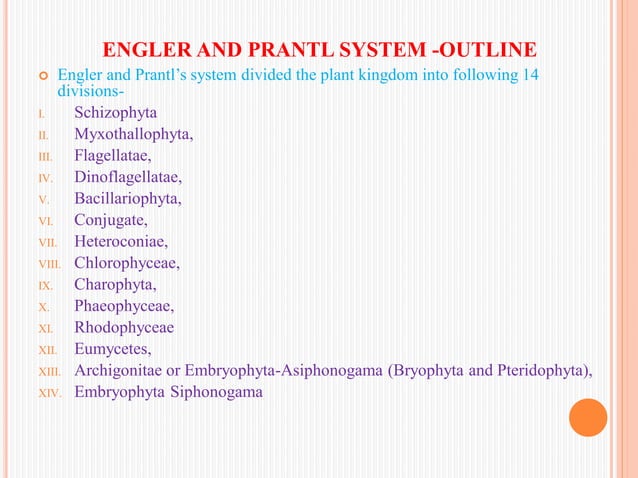 Engler and Prantl system of classification in plant taxonomy | PDF