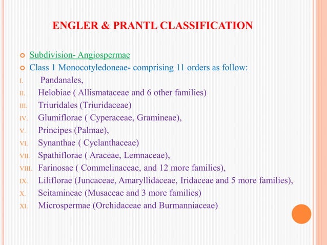 Engler and Prantl system of classification in plant taxonomy | PDF