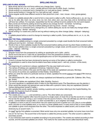 SPELLING RULES FOR PLURALS, PREFIXES, SUFFIXES | PDF