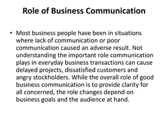 Role of Business Communication | PPT