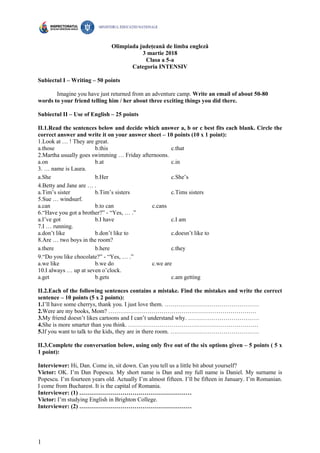 Engleza 5 i-b_subiect | PDF