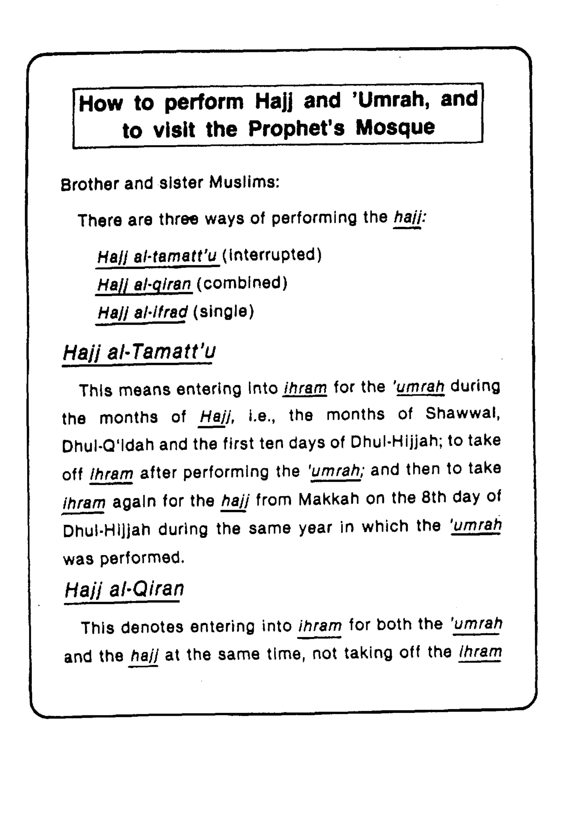 A GUIDE TO HAJJ, UMRAH AND VISITING THE PROPHET (SAWW) ’S MOSQUE | PDF