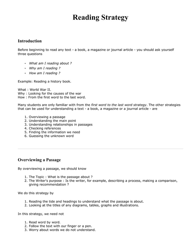 English 1 Reading Strategy | PDF