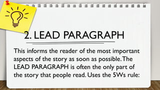 The parts of a news report and Information Gathering | PPTX