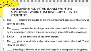 The parts of a news report and Information Gathering | PPTX