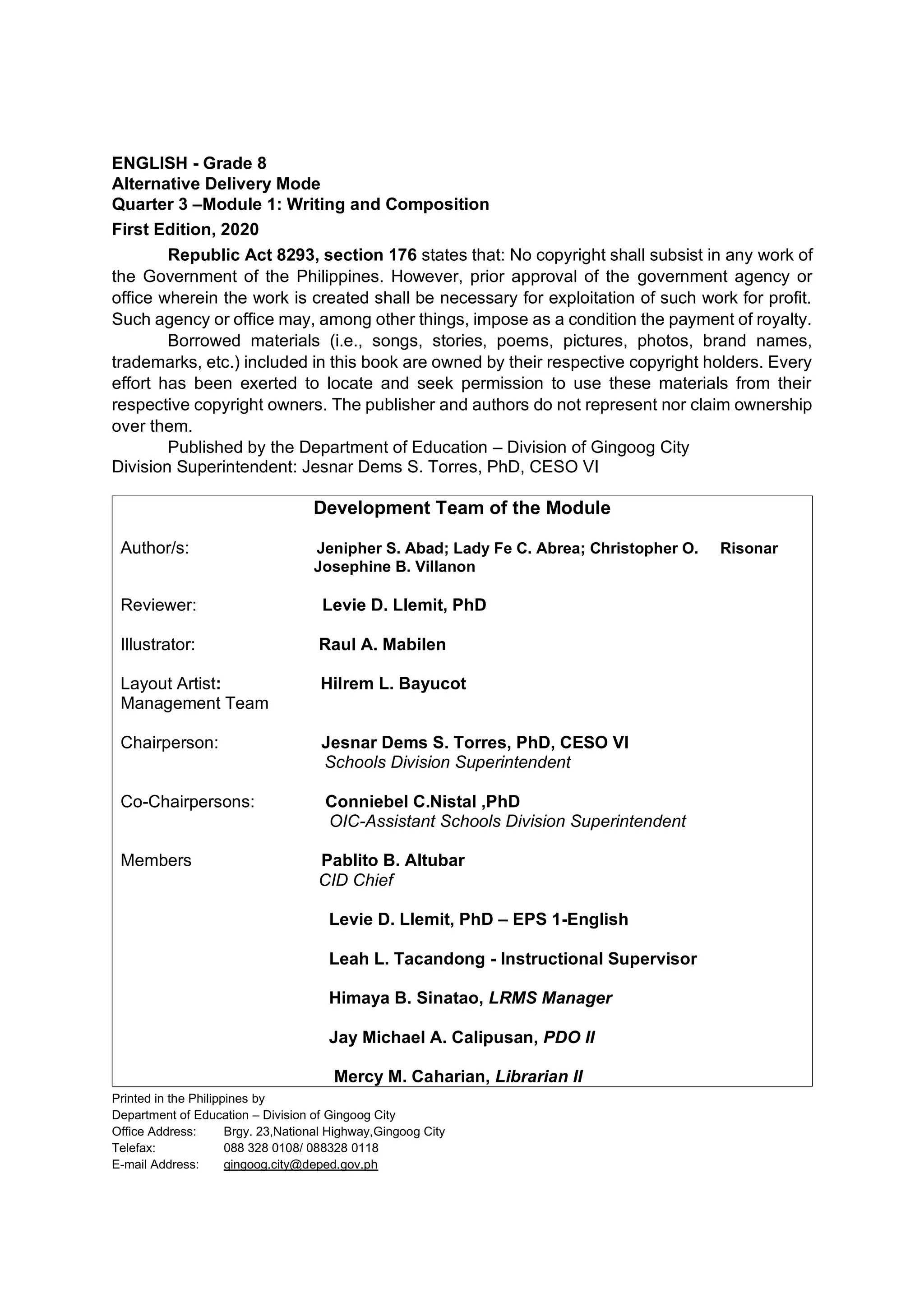 MODULE in ENGLISH 8 WEEK 1 QUARTER 3 PDF | PDF