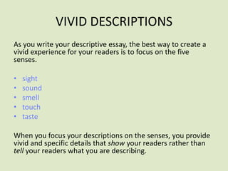 English descriptive writing | PPTX