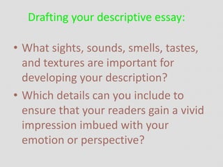 English descriptive writing | PPTX