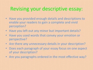 English descriptive writing | PPTX