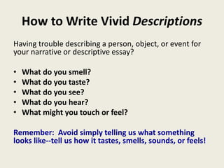 English descriptive writing | PPTX