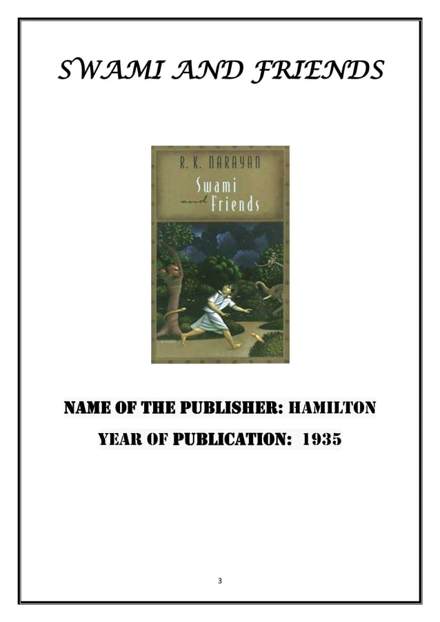 Swami and Friends - A reading project | DOCX