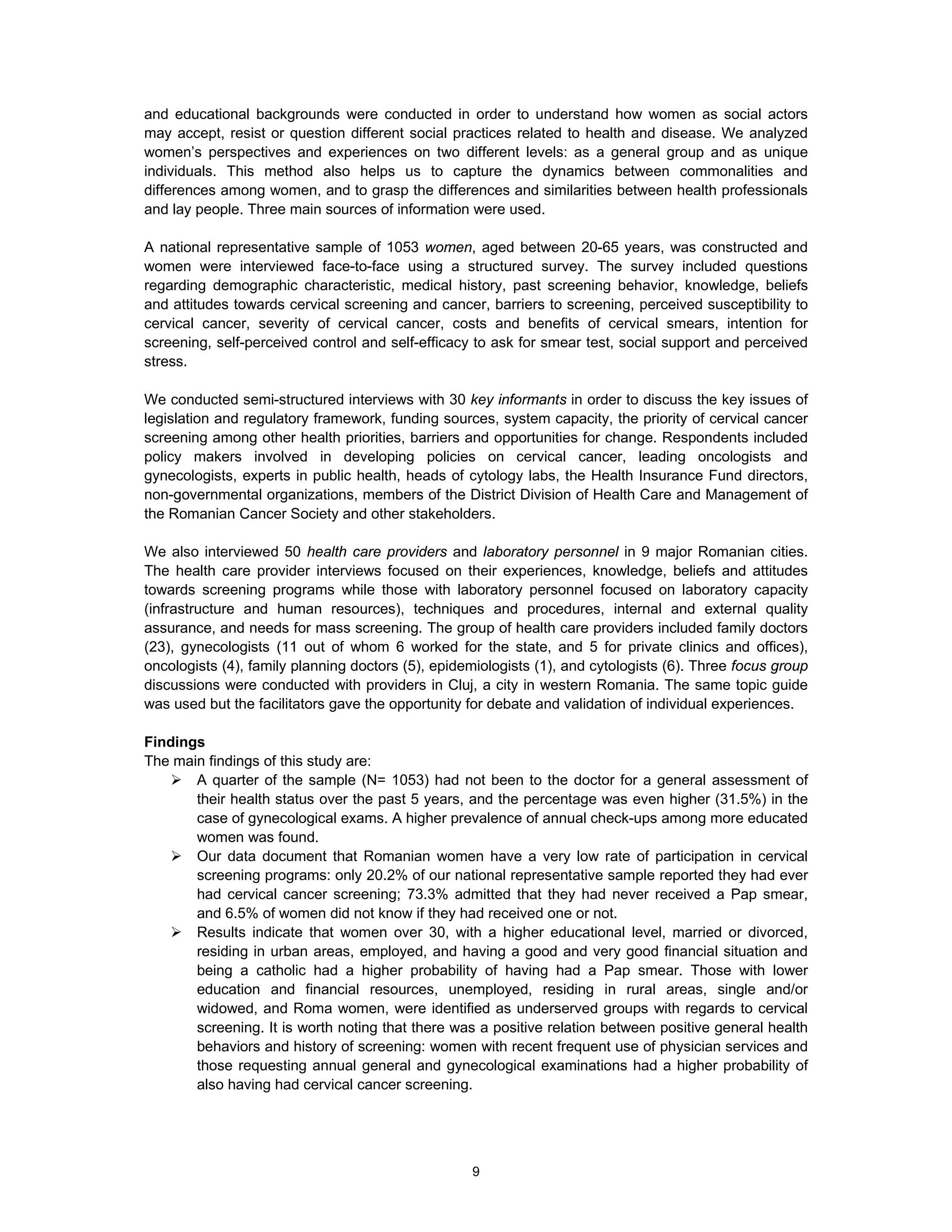 Report on Cervical Screening | PDF