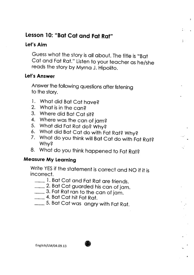 K TO 12 GRADE 2 LEARNING MATERIAL IN ENGLISH | PDF