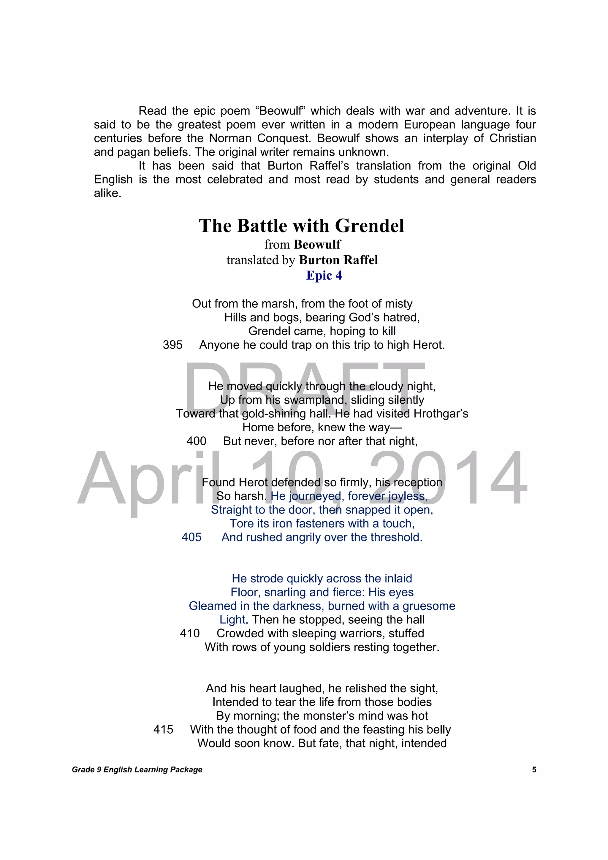 K TO 12 GRADE 9 LEARNER’S MATERIAL IN ENGLISH | PDF