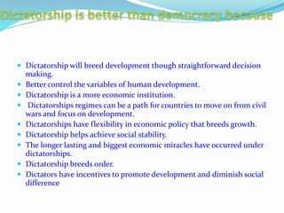 Dictatorship or Democracy for better Governance in India | PPT