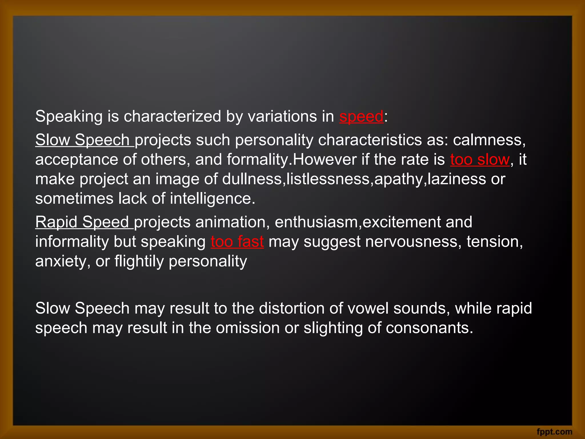 English III: RATE OF SPEECH | PPT
