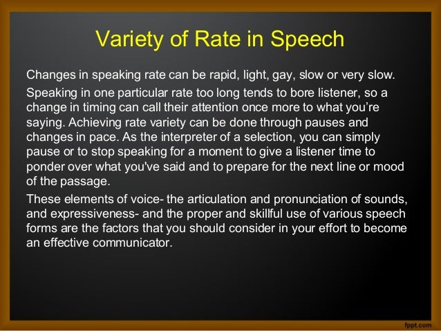 English III: RATE OF SPEECH