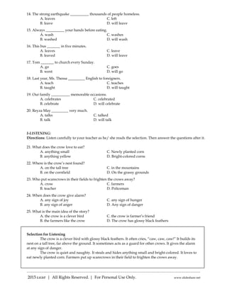 K to 12 Grade 3 LAPG ENGLISH Reviewer | PDF