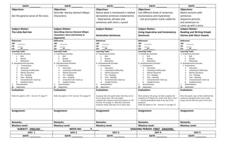 DLL in Grade 3 English | PDF