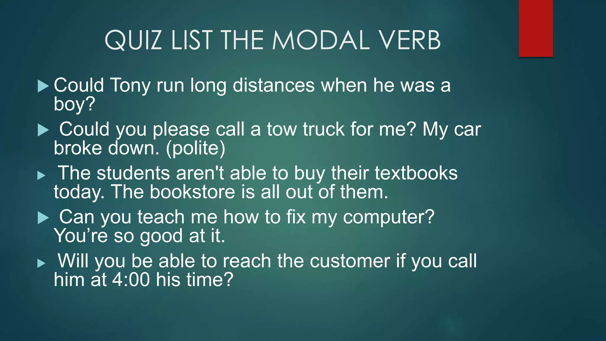 ENGLISH MODAL VERB FORMS | PPTX