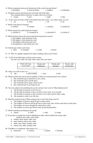K TO 12 GRADE 4 DIAGNOSTIC / PRE TEST IN ENGLISH | PDF