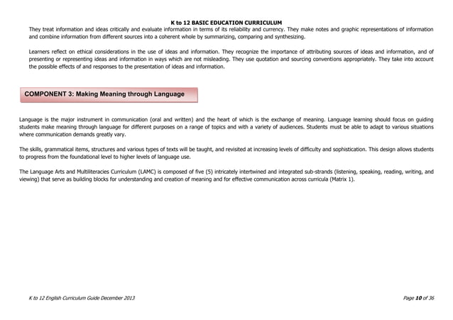 k-12 Curriculum Guide English Grade 10 | PDF