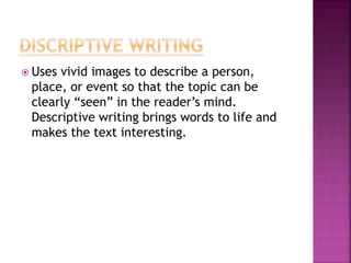 DESCRIPTIVE AND NARRATIVE WRITING | PPTX