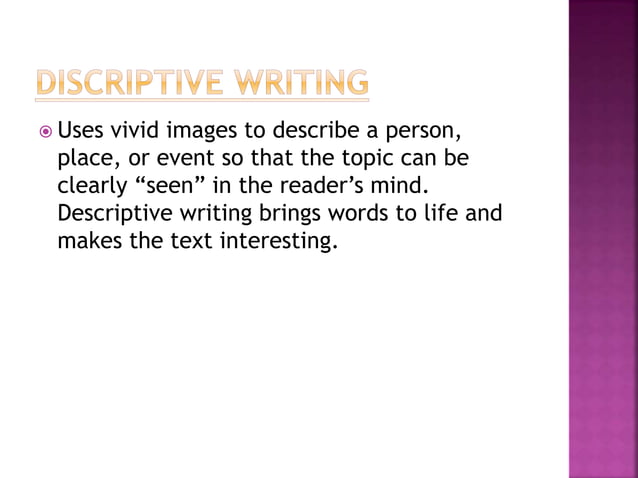 DESCRIPTIVE AND NARRATIVE WRITING | PPTX