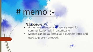 Abstract , Memo & Letter Writing | PPTX