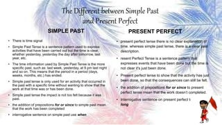 simple past tense and present perfect tense | PPT