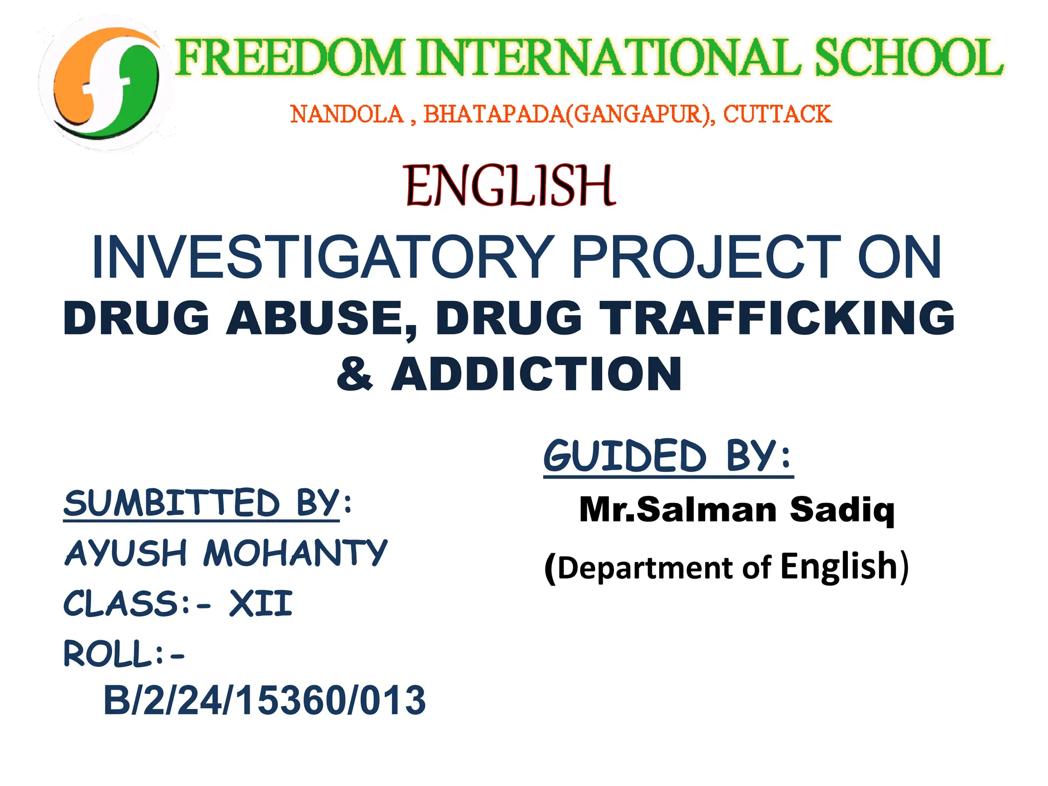 ENGLISH.pptx english project on drug addiction | PPTX