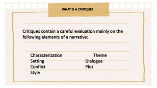 ENGLISH 10. COMPOSE AN INDIVIDUAL CRITIQUE PAPER | PPTX