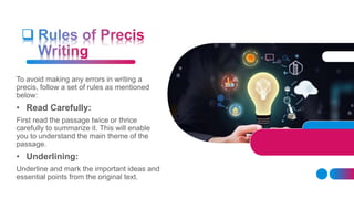How to write precis writing in English grammar | PPTX