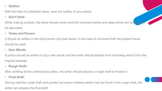 How to write precis writing in English grammar | PPTX