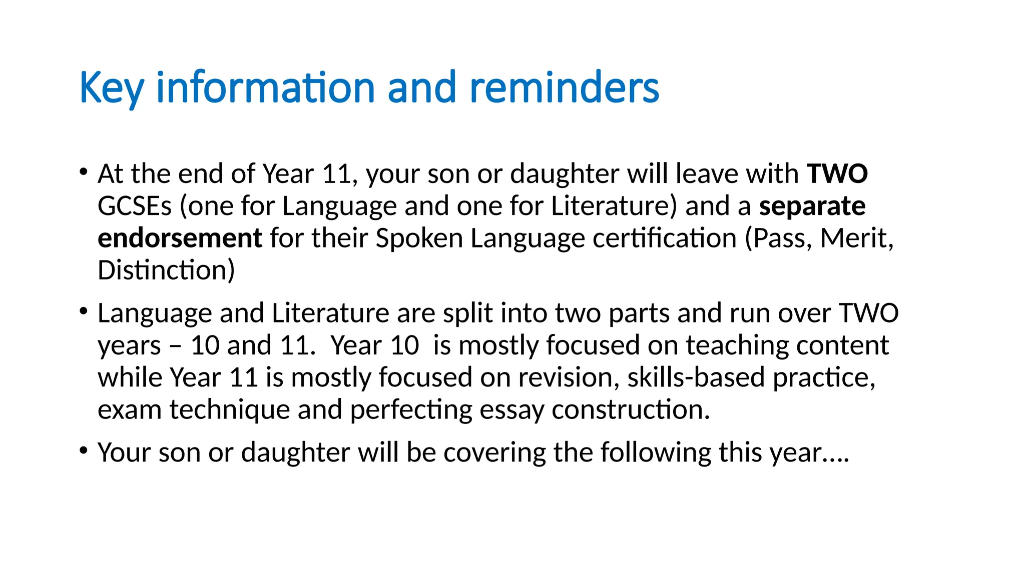 Year 10 English Language and English Literature | PPTX