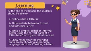 Types and Parts of Letters (Formal and informal) | PPTX
