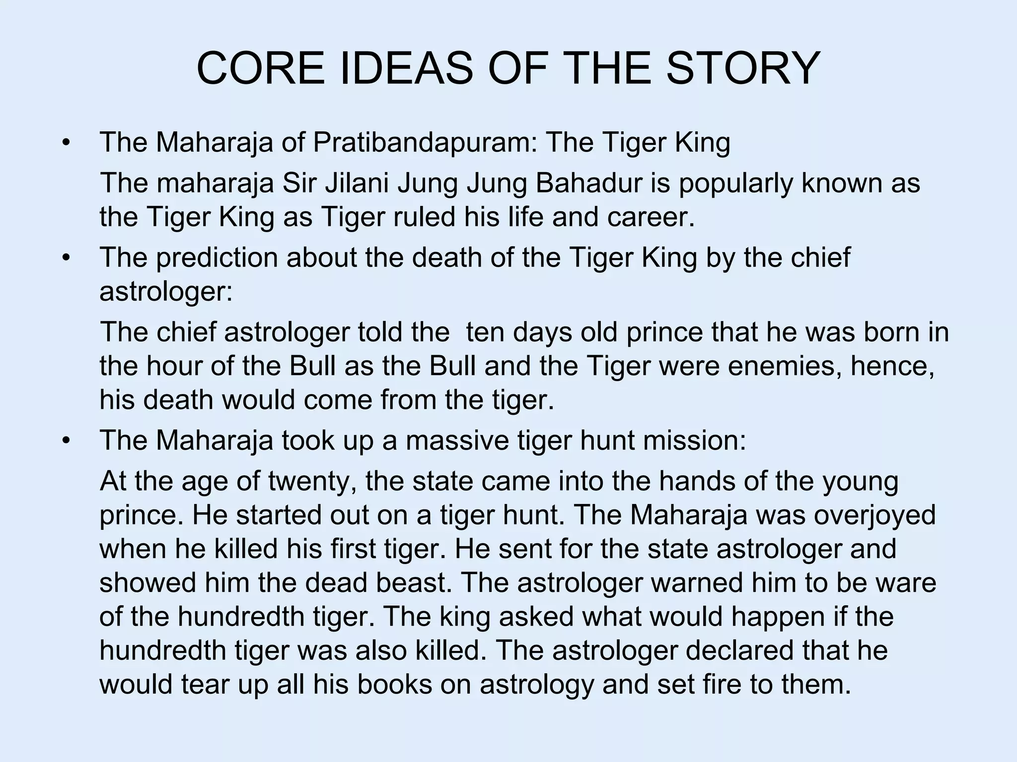 The tiger king class 12 PPT | PPT
