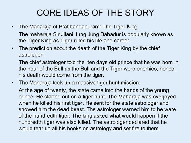 The tiger king class 12 PPT | PPT | Hunting and Shooting | Sports
