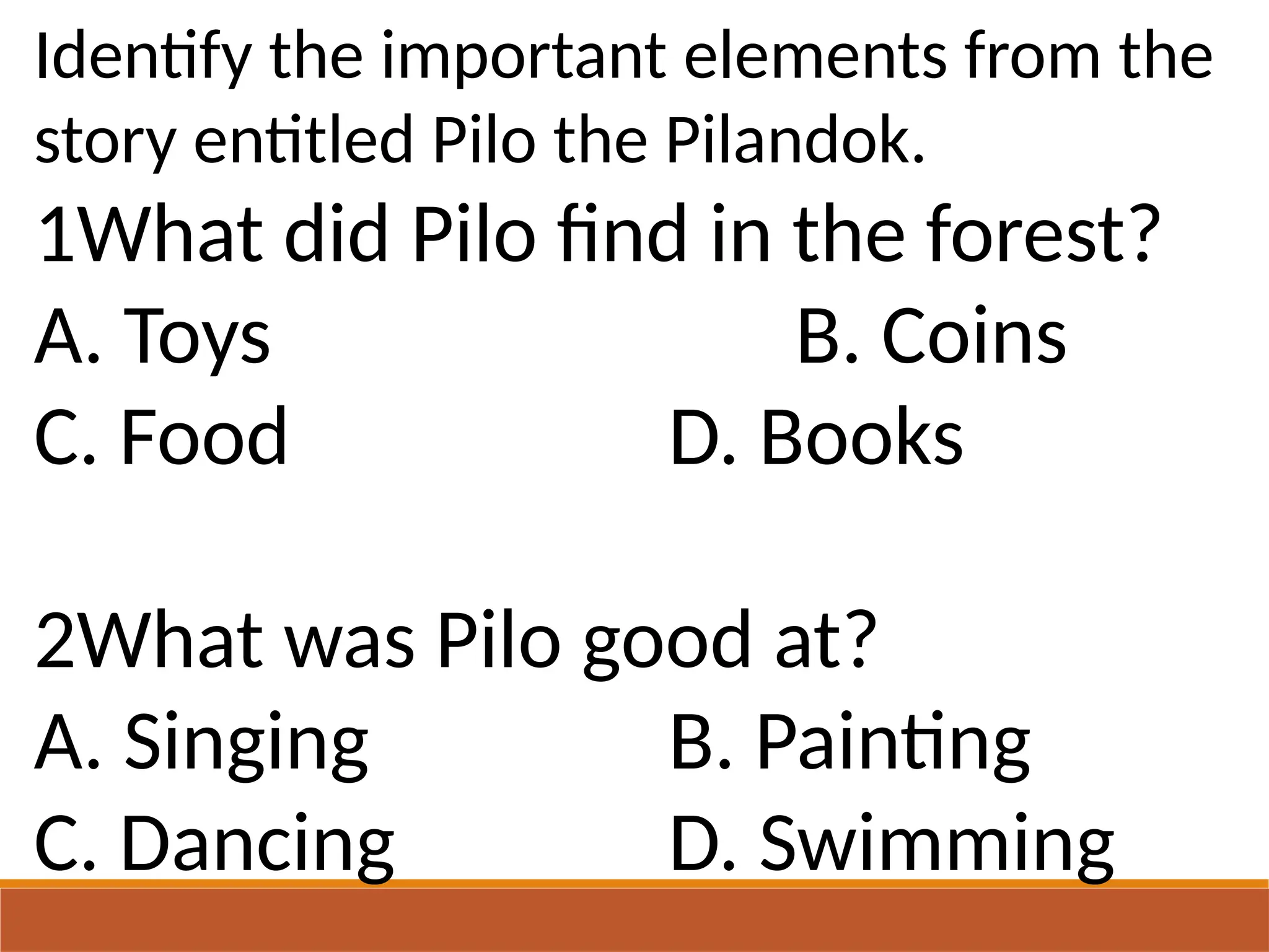 Identifying elements in the story. Arrange the events in the story | PPTX