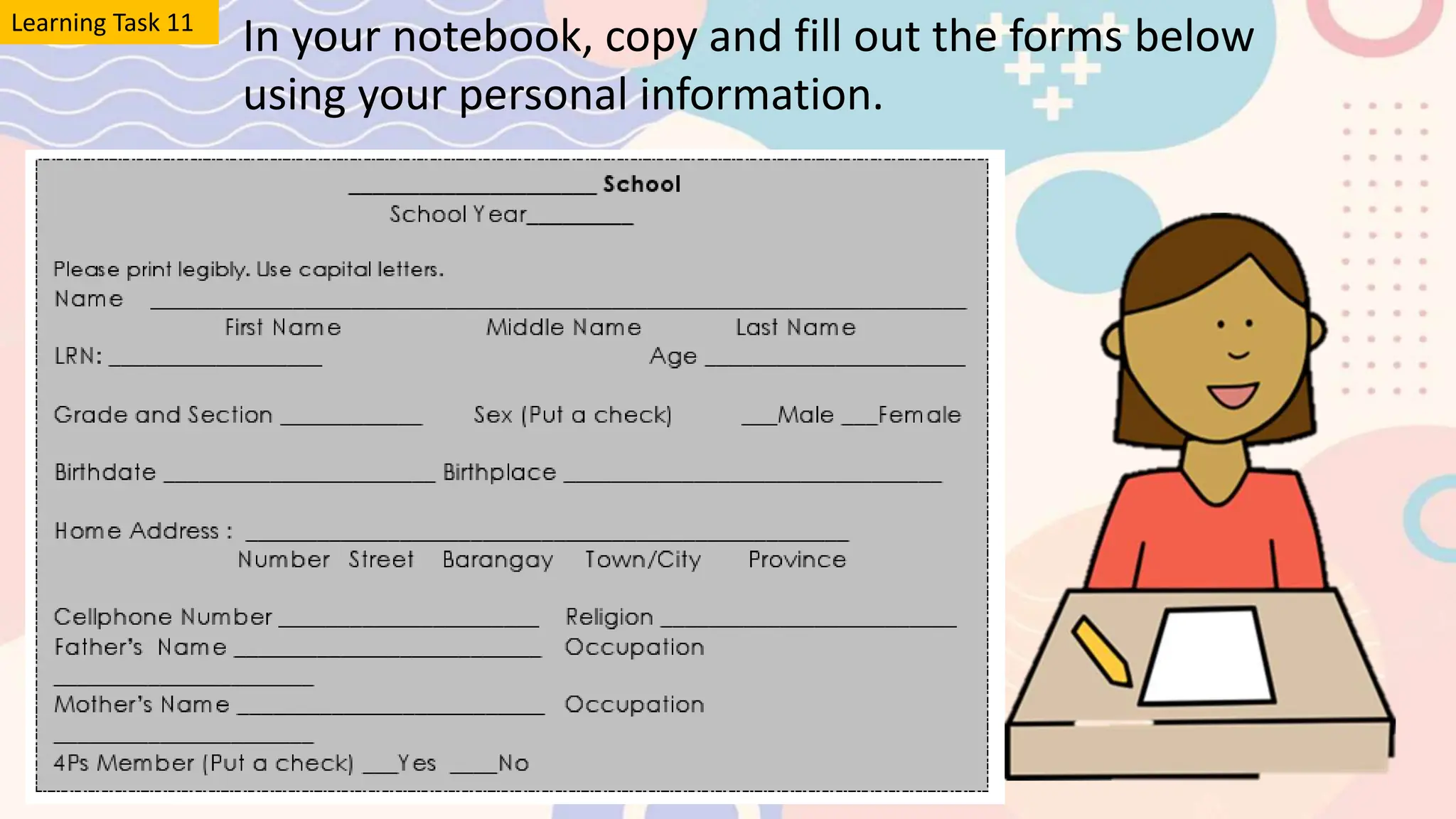 ENGLISH-5-Q1-WEEK-FILLING-OUT-FORMS.pptx | Homework and Study | Education