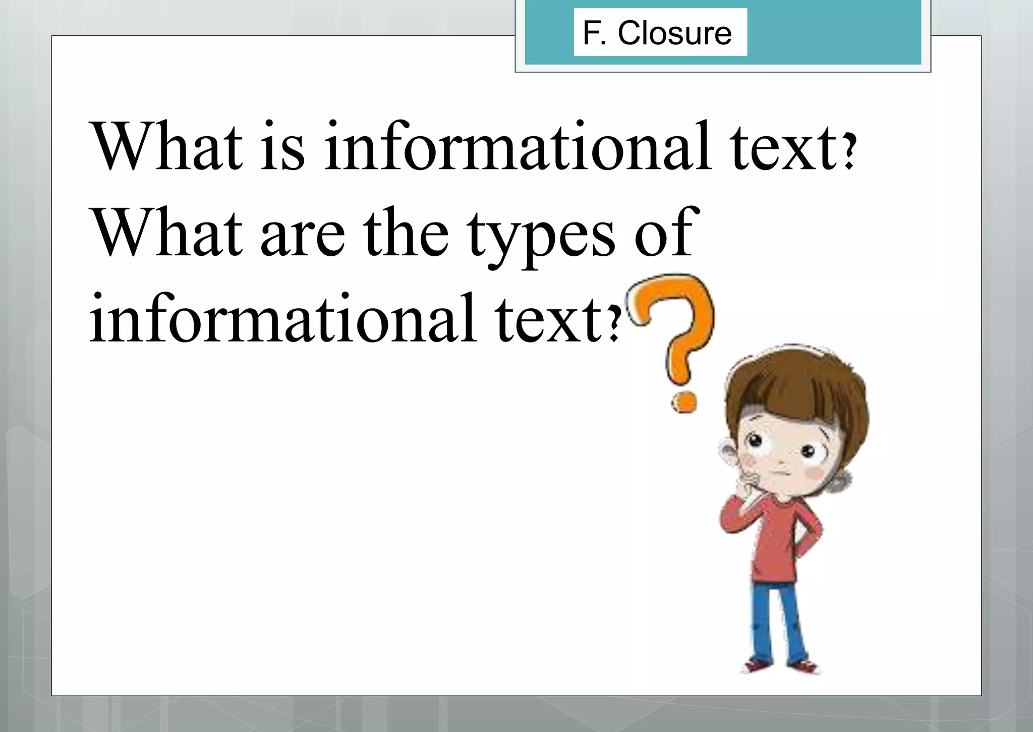 English 5-q2-w3-informational-text-types-by-sir-rei-marasigan-1 | PPTX