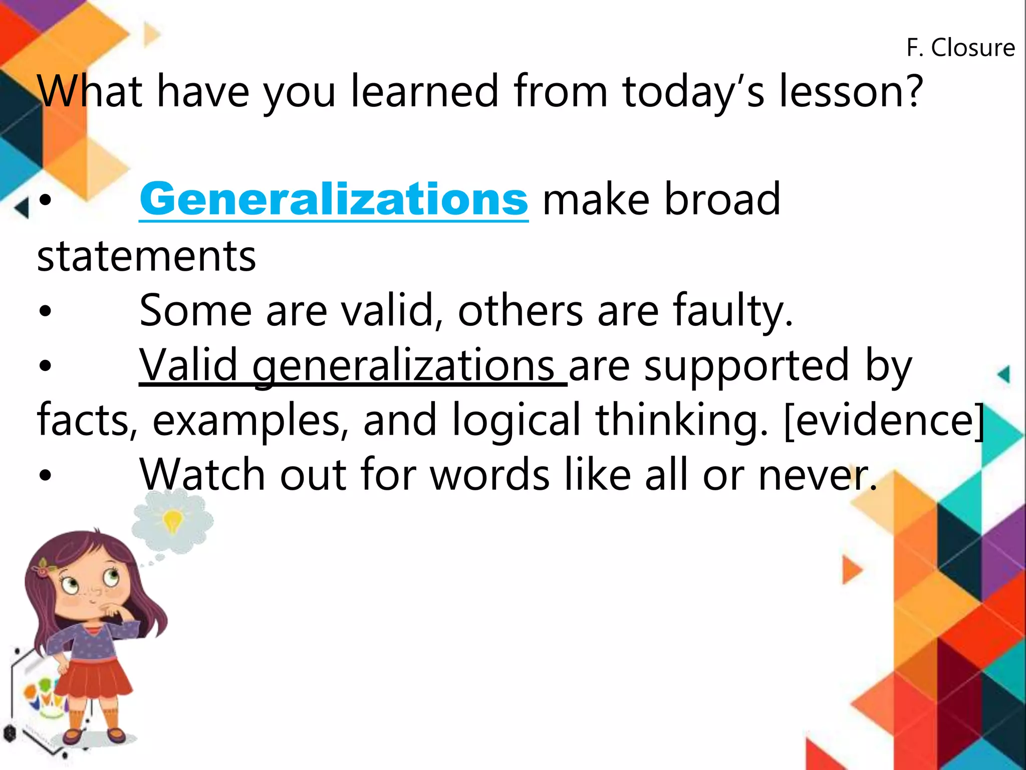 English 5-q2-week-7-make-generalizations-by-sir-rei-marasigan | PPSX