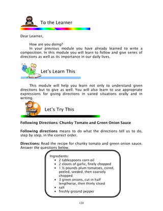 English 6-dlp-10-following-series-of-directions | PDF