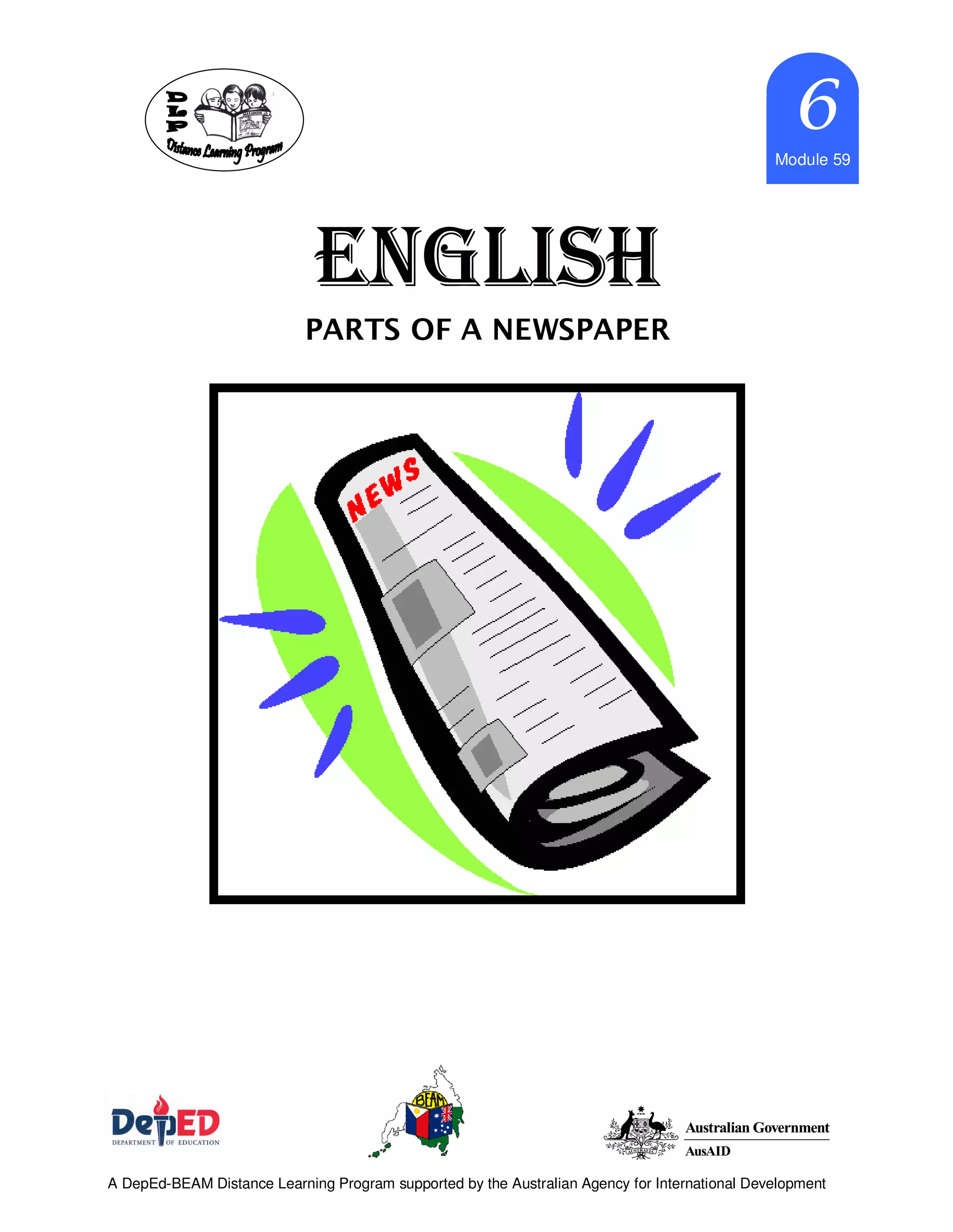 English 6-dlp-59-parts-of-a-newspaper | PDF